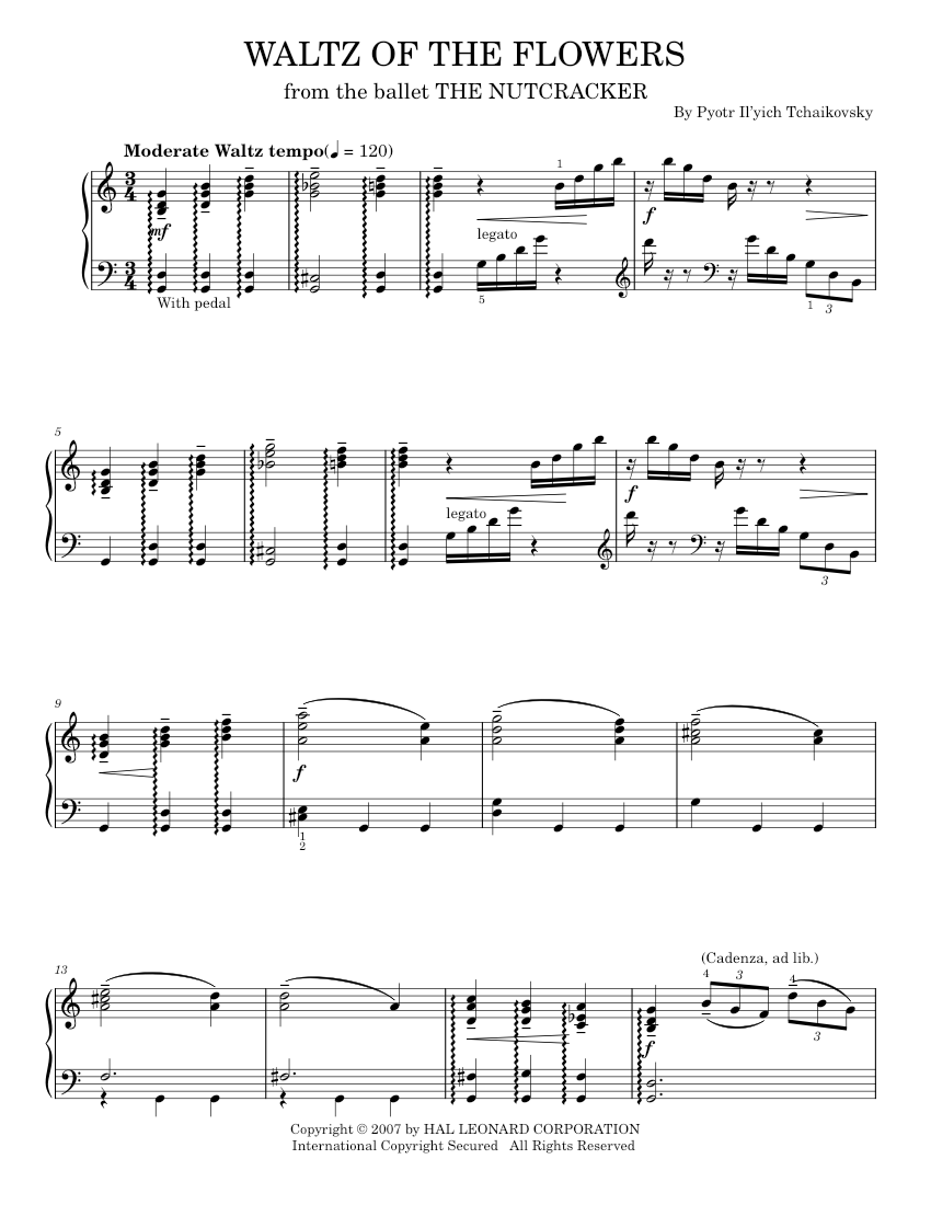 Play Official version of Waltz of the Flowers Sheet Music by Pyotr ...
