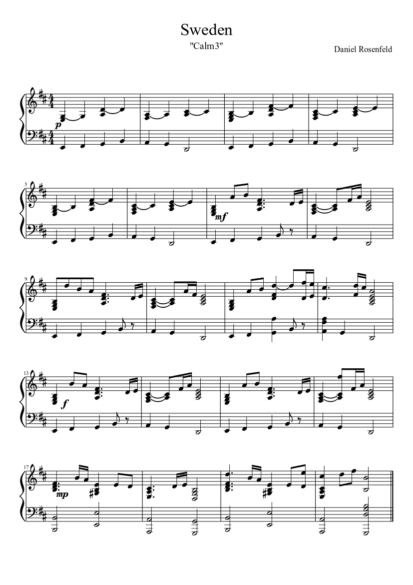 Sweden Sheet music for Piano (Solo) Easy | Musescore.com