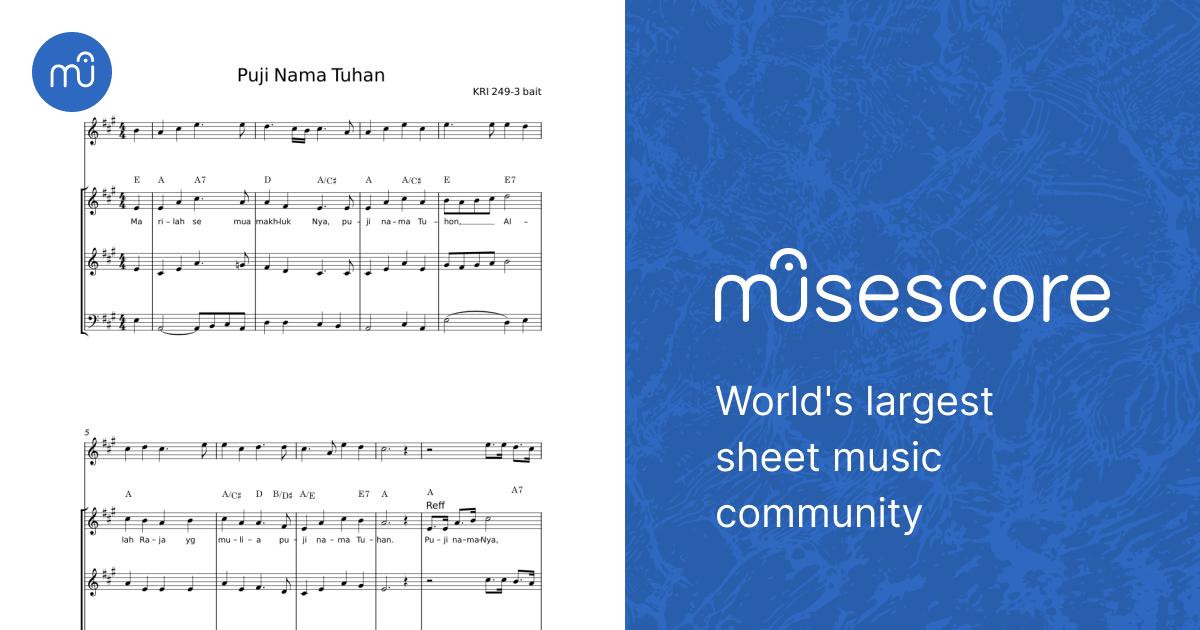 Puji Nama Tuhan Sheet music for Flute, Violin, Cello (Mixed Quartet ...