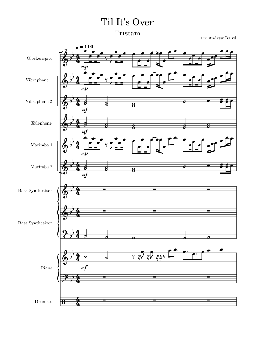 Til_It's_Over Sheet music for Piano, Vibraphone, Glockenspiel, Bass ...