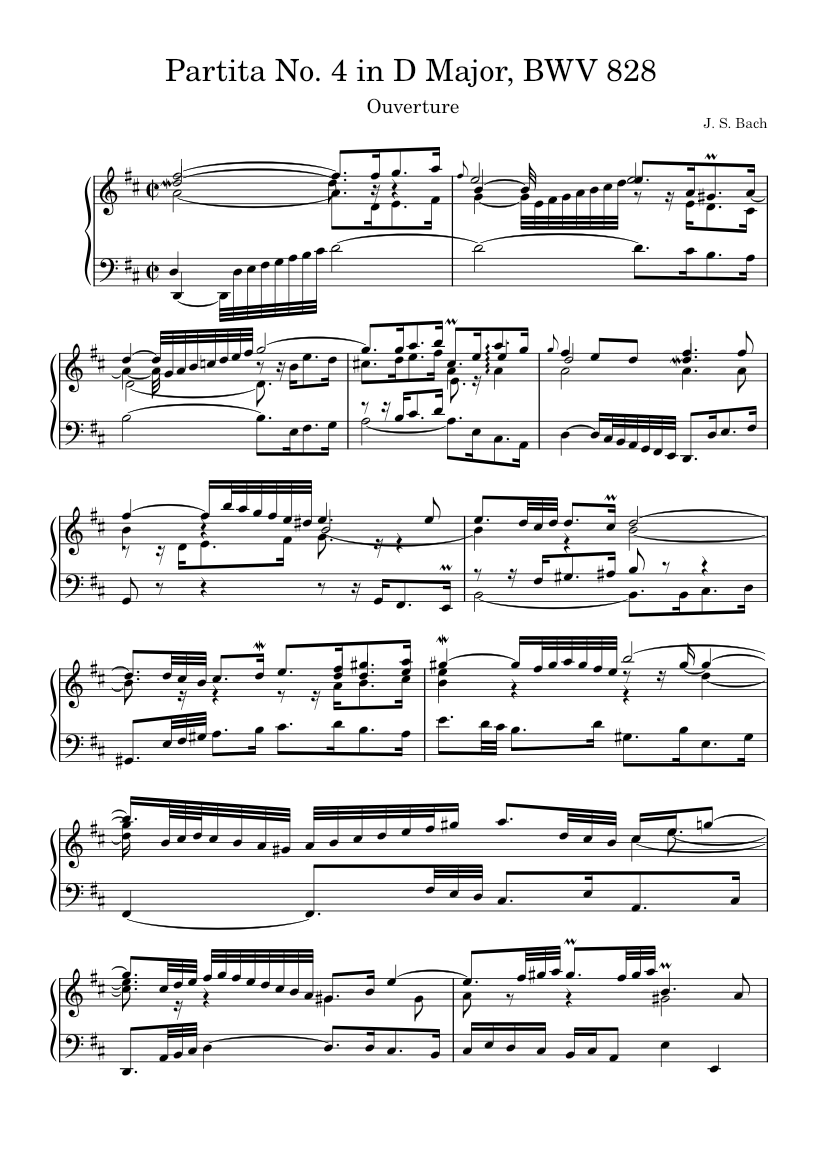Partita No. 4 in D Major, BWV 828 — Johann Sebastian Bach Sheet Music for Piano (Solo ...