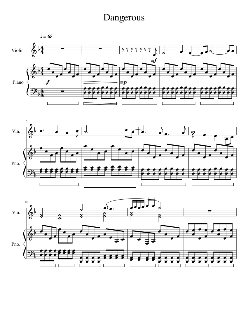 Dangerous - piano tutorial