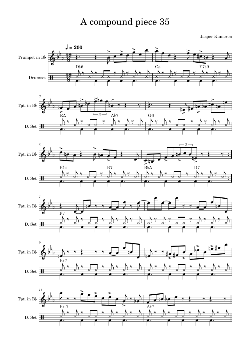 A compound piece 35 Sheet music for Drum group, Trumpet other (Jazz ...