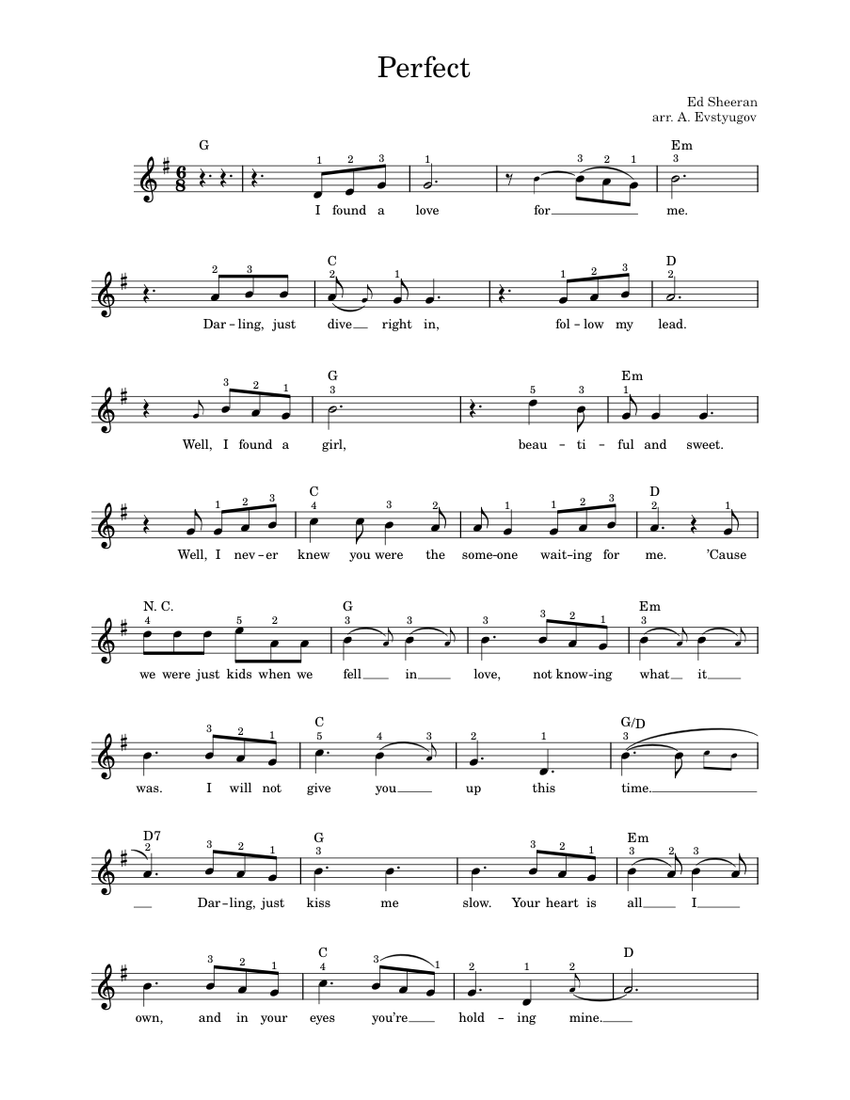 Perfect — Ed Sheeran — easy piano — for complete beginners Sheet music ...
