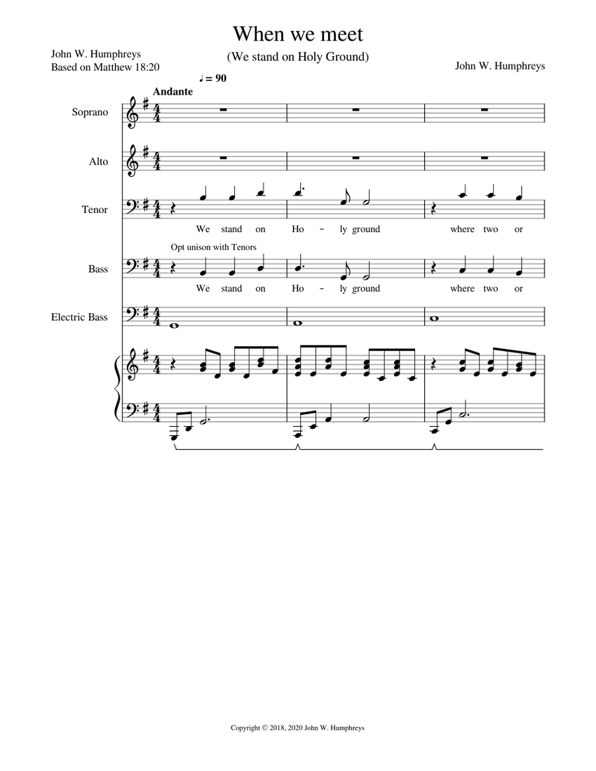 When we meet SATB - G Sheet music for Piano, Soprano, Alto, Tenor & more instruments (SATB ...