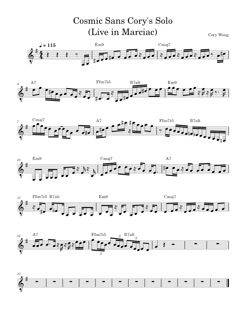 Cosmic Sans – Cory Wong Cosmic Sans Cory's Solo (Live in Marciac) Sheet music for Guitar (Solo ...