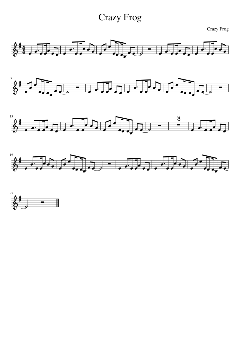 Crazy Frog Sheet music for Trumpet in b-flat (Solo) | Musescore.com
