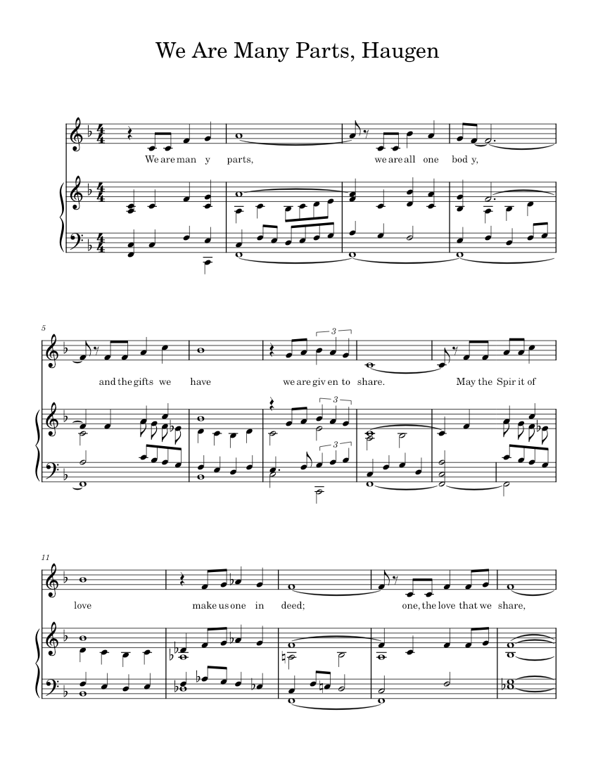 We Are Many Parts, Haugen Sheet Music for Piano (Piano Duo) | MuseScore.com