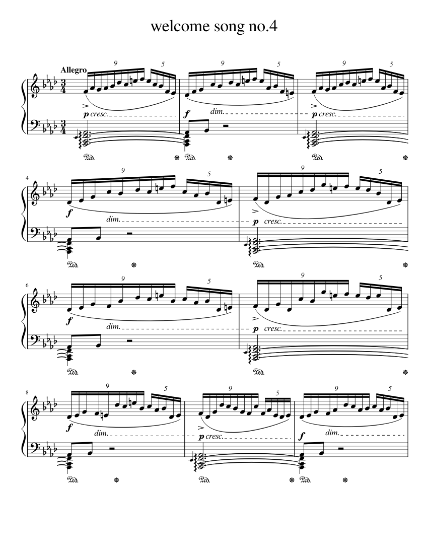 welcome song no.4 Sheet music for Piano (Solo) Easy | Musescore.com