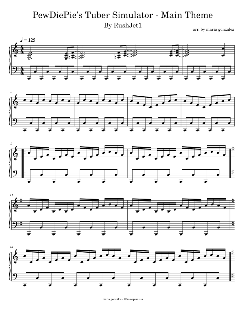 PewDiePie's Tuber Simulator Main Theme Sheet music for Piano (Solo ...