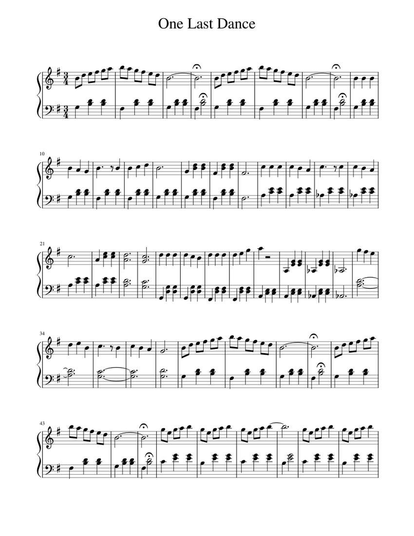 One Last Dance Sheet music for Piano (Solo) Easy | Musescore.com