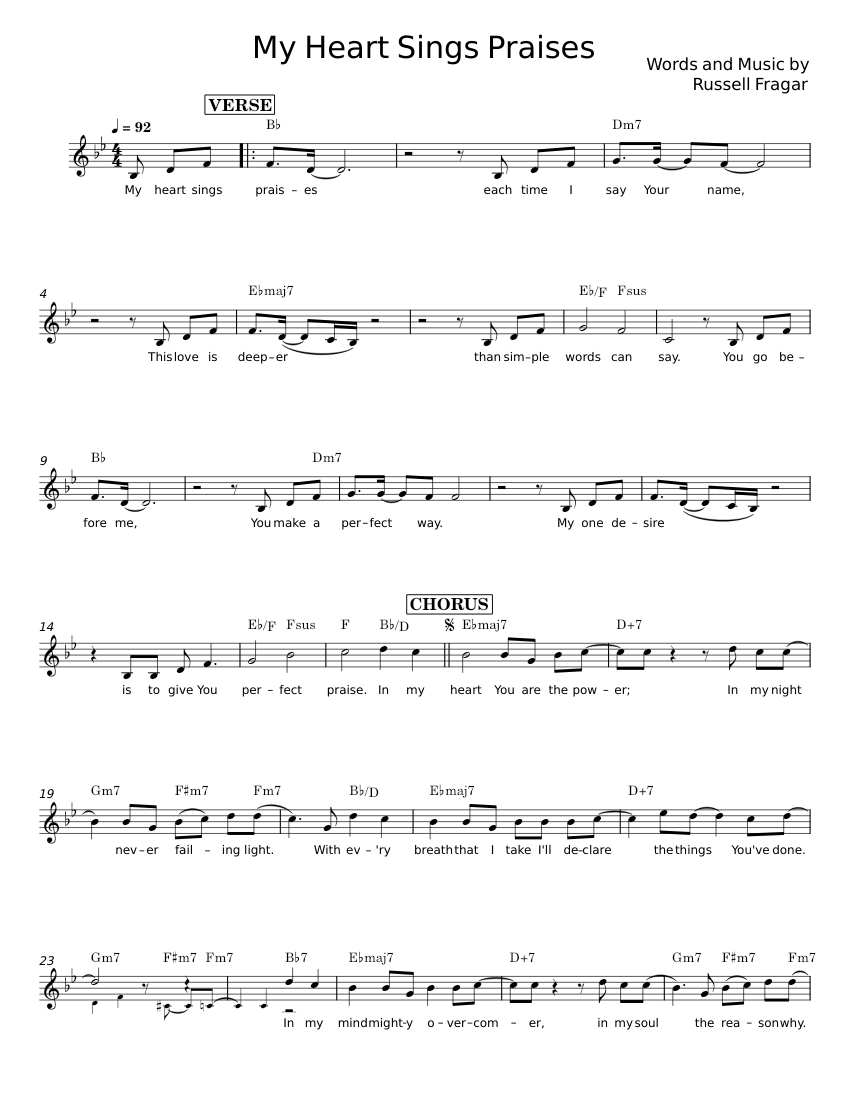 My Heart Sings Praises - Russell Fragar Sheet music for Synthesizer ...