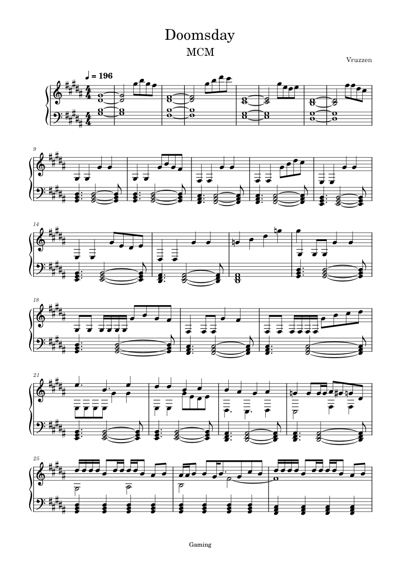 Doomsday – Vruzzen Sheet Music for Piano (Solo) | MuseScore.com