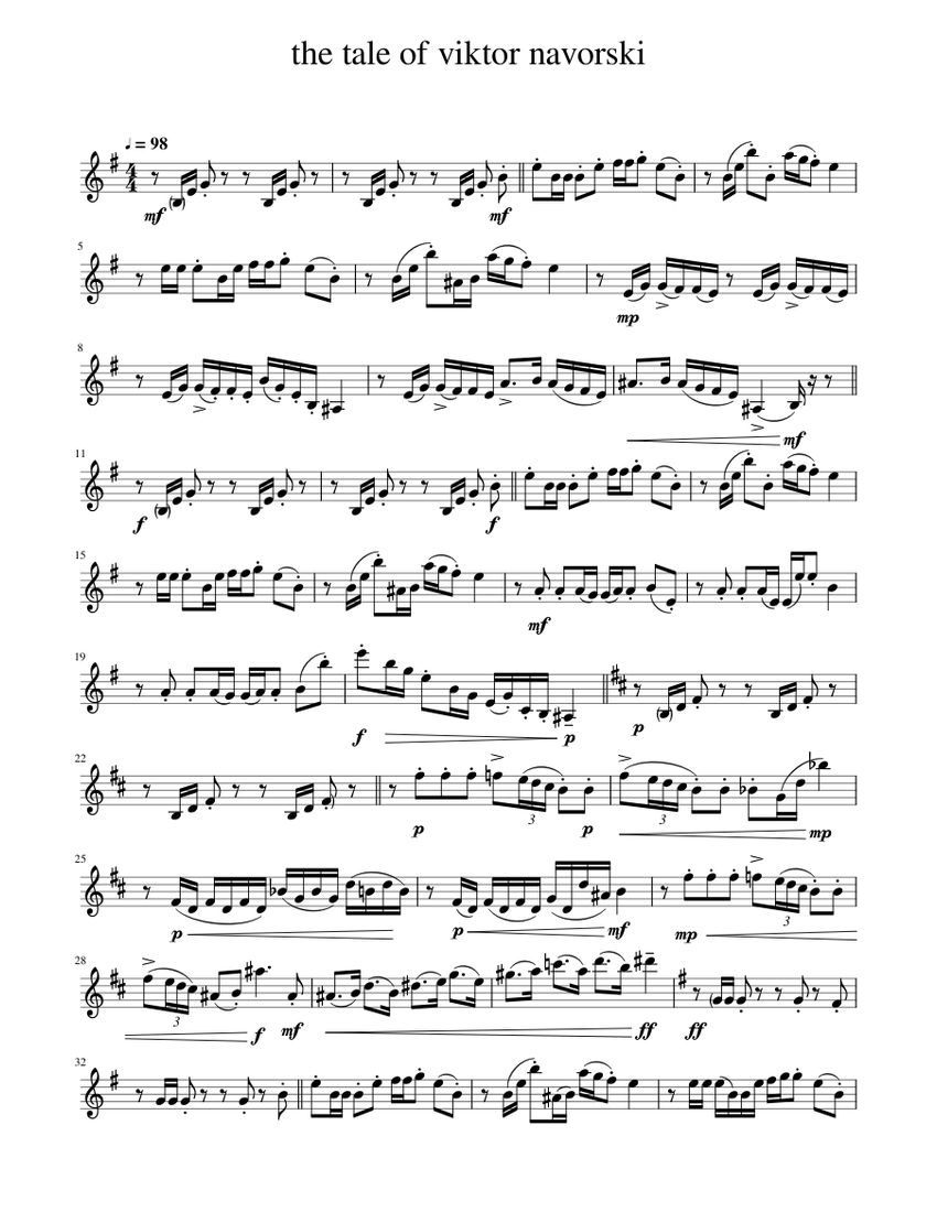 the_tale_of_viktor_navorski Sheet music for Clarinet in b-flat (Solo ...