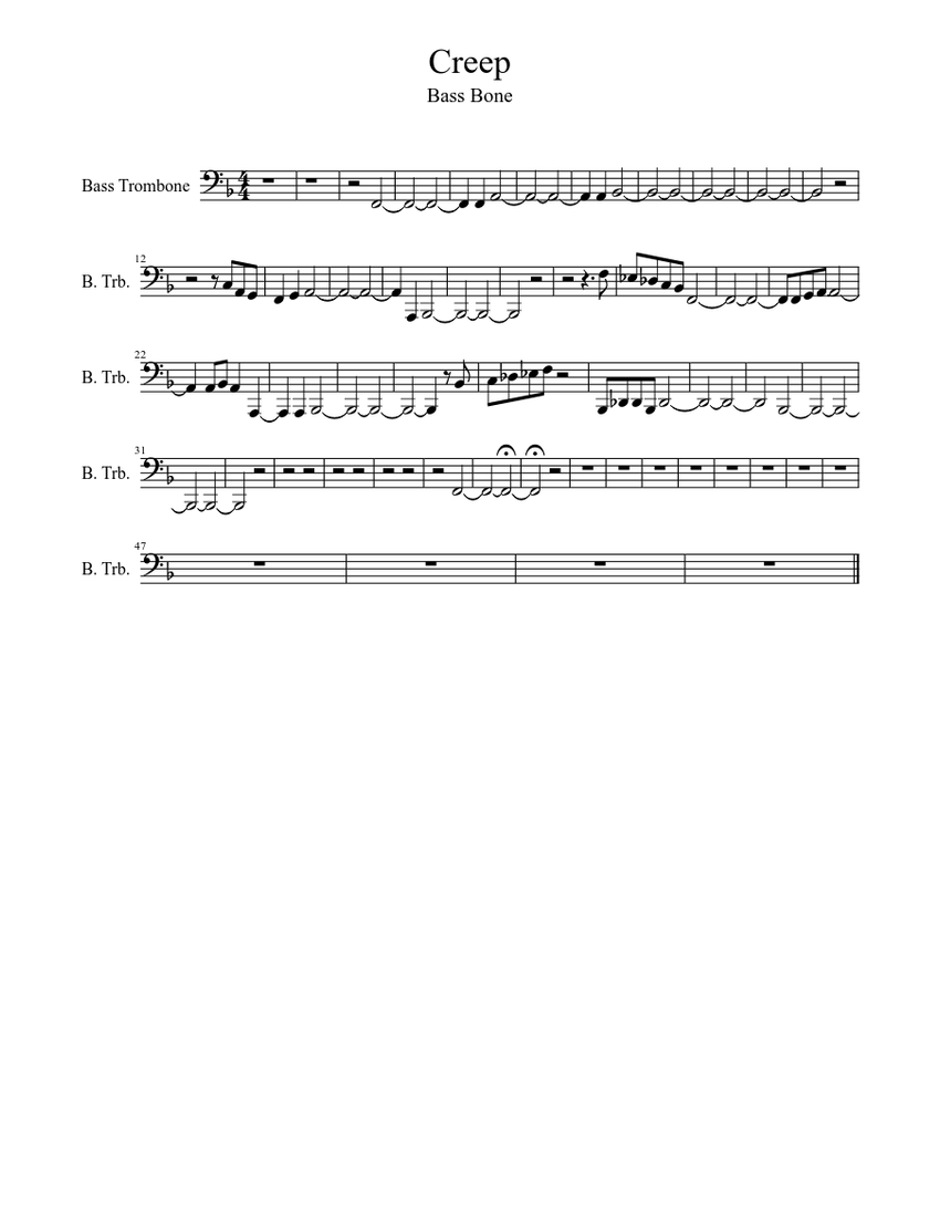 Creep ~ Bass Bone Sheet music for Trombone (Bass) (Solo) | Download and ...
