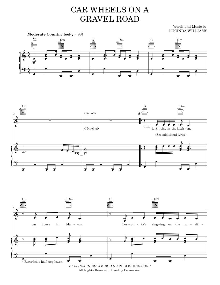 Play Official version of Car wheels on a gravel road sheet music by ...
