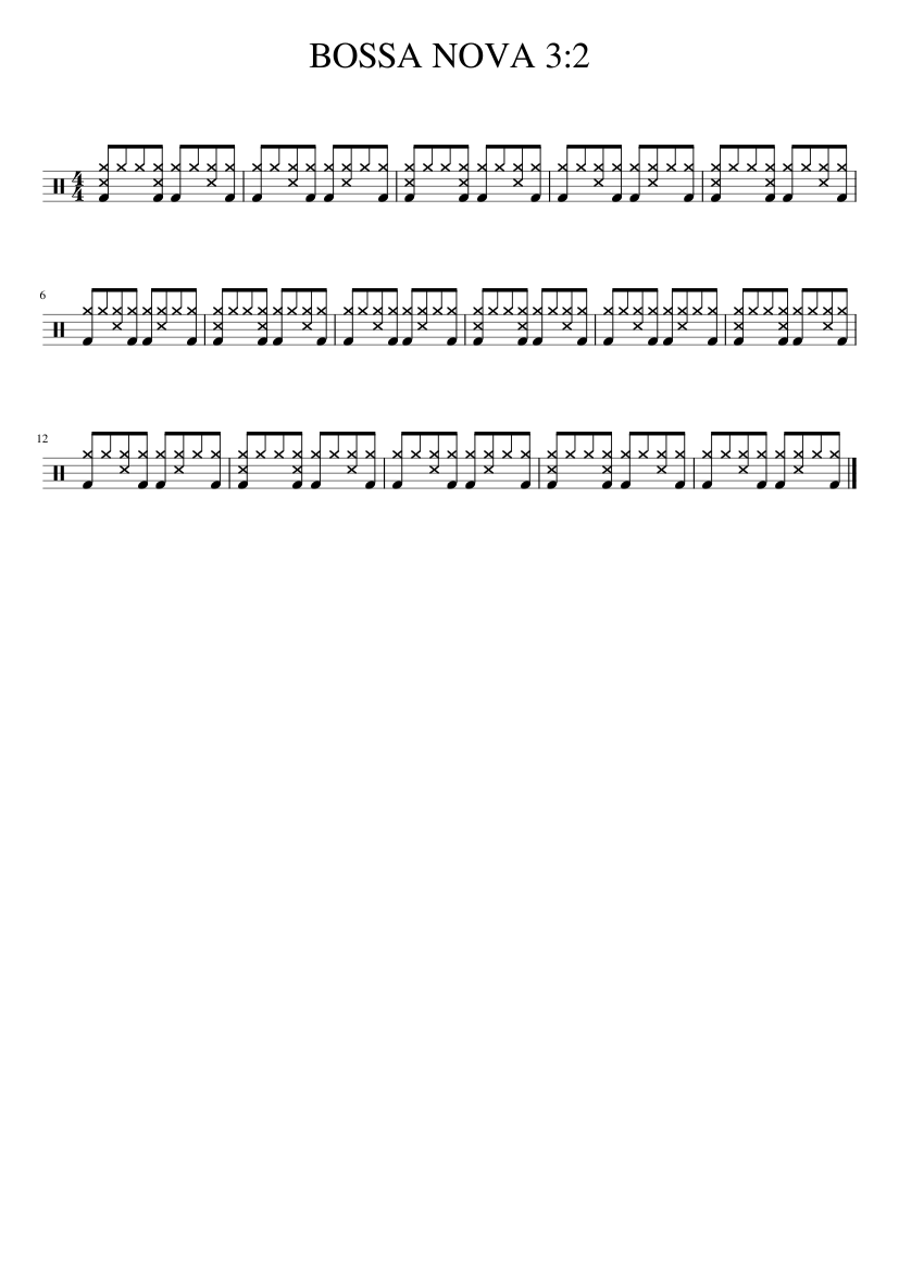 BOSSA NOVA 3:2 Sheet music for Drum group (Solo) | Musescore.com