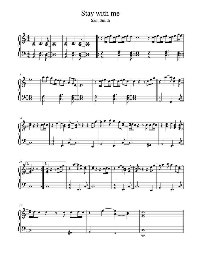 Stay with me Sheet music for Piano (Solo) Easy | Musescore.com