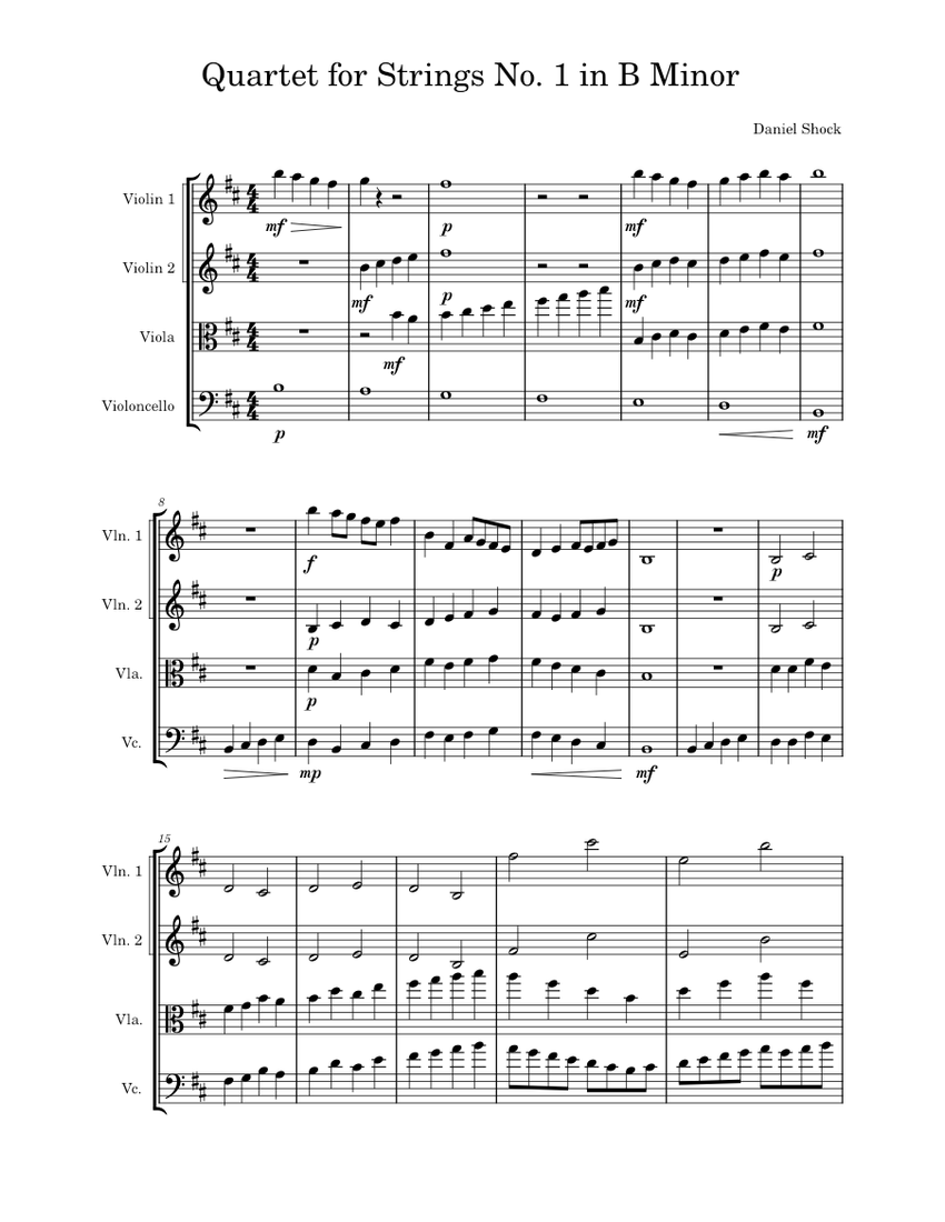 Quartet for Strings No. 1 in B Minor - "Sunset" Sheet music for Violin ...