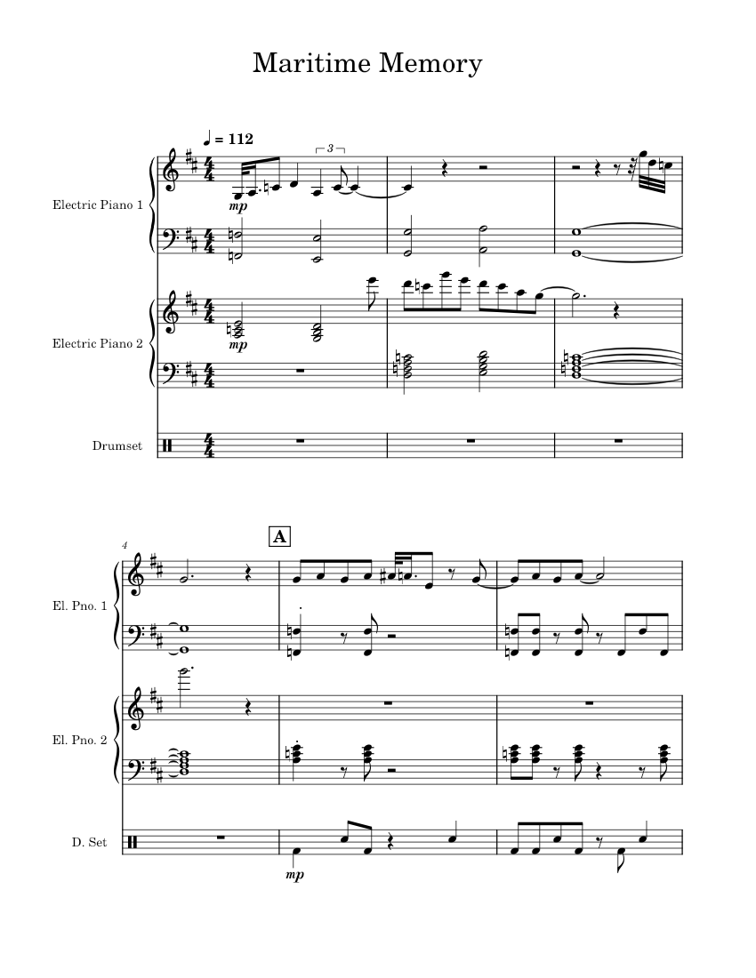 Maritime Memory with Drumset Sheet music for Piano, Drum group (Mixed ...