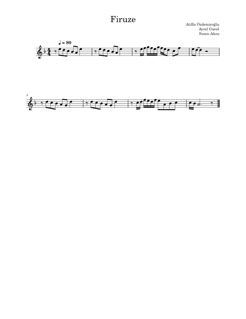 Firuze – Sezen Aksu Sheet music for Piano (Piano-Voice) Easy ...