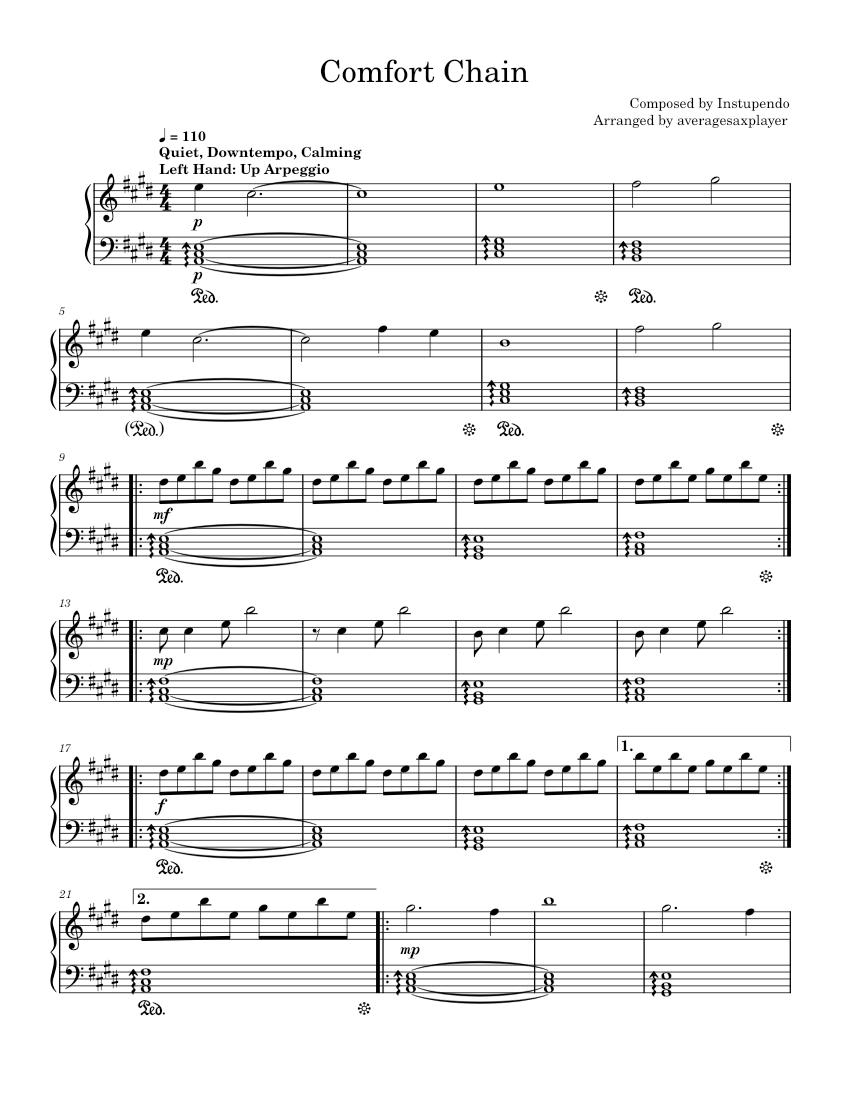 Comfort Chain – Instupendo Sheet Music for Piano (Solo) easy ...