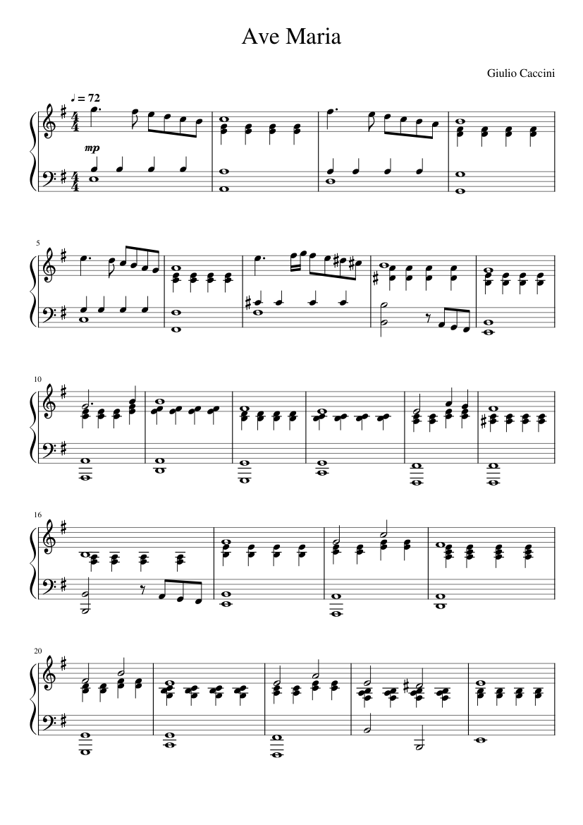 Ave Maria - Caccini Sheet music for Piano (Solo) Easy | Musescore.com