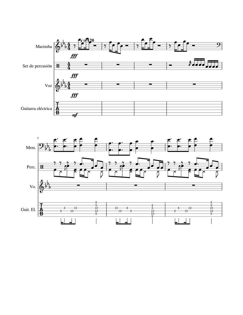 Hard Times Sheet music for Vocals, Guitar, Drum group, Marimba (Mixed ...
