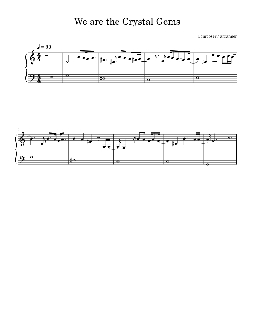 We are the crystal gems – Rebecca Sugar We Are the Crystal Gems Sheet music for Piano (Solo ...