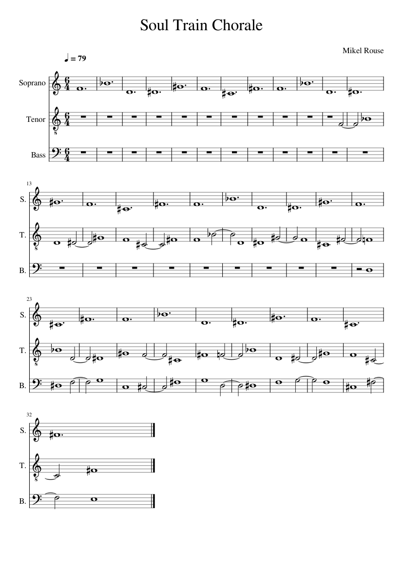 Soul Train (Chorale) – Mikel Rouse Sheet music for Soprano, Tenor, Bass ...