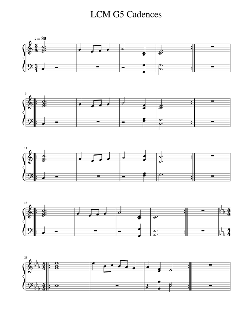 LCM G5 Cadences Sheet music for Piano (Solo) | Musescore.com