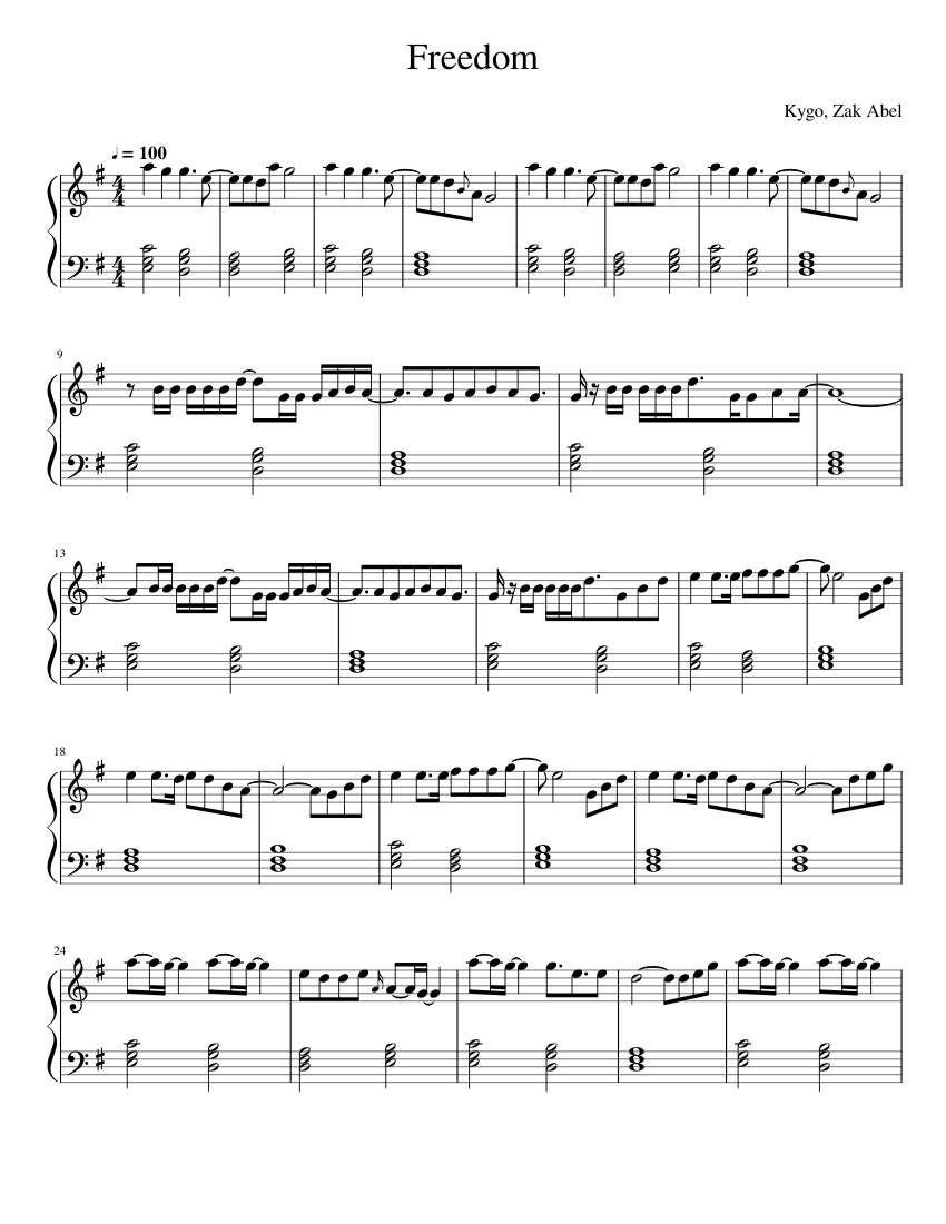 Freedom - Kygo, Zak Abel Sheet music for Piano (Solo) Easy | Musescore.com