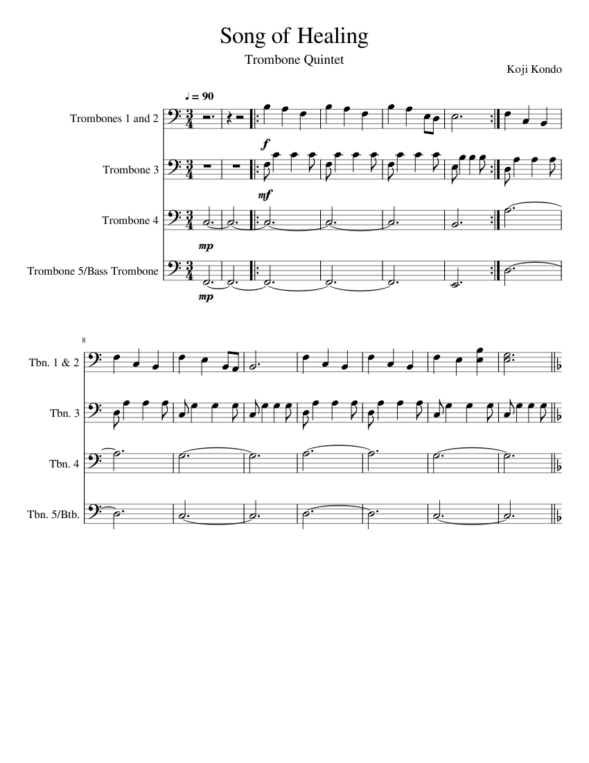 Song of Healing Sheet music for Trombone (Mixed Quartet) | Musescore.com