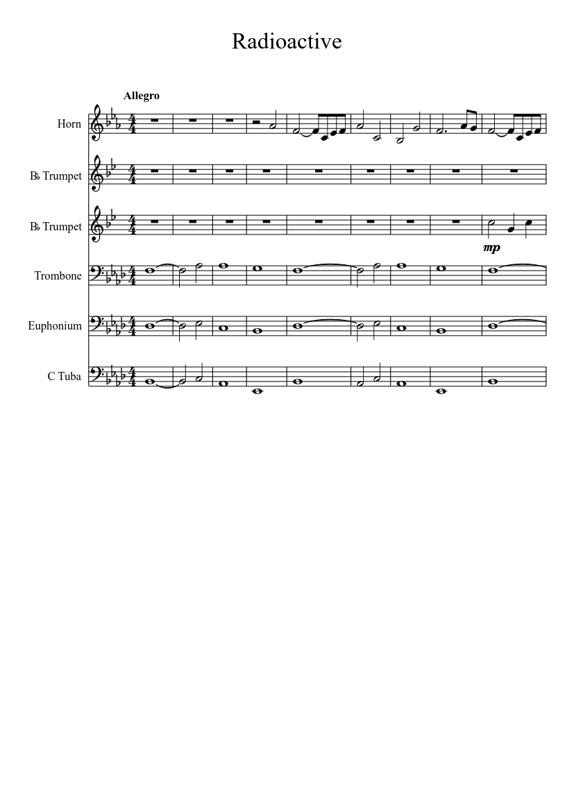 Radioactive Sheet music for Trombone, Tuba, Trumpet other (Mixed ...