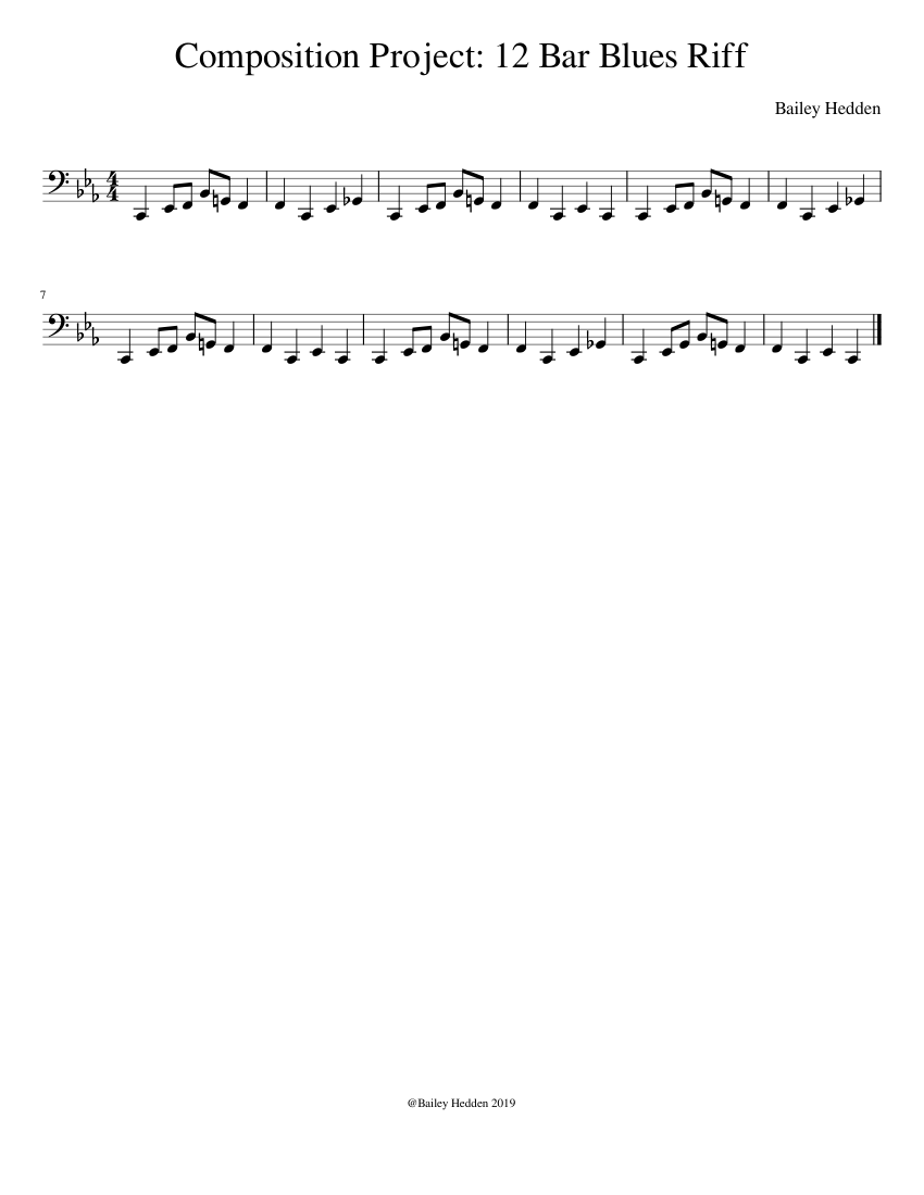 Composition Project: 12 Bar Blues Riff Sheet music for Piano (Solo ...