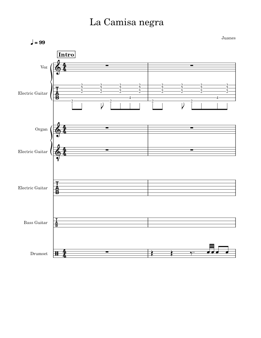 La Camisa Negra La Camisa negra tono original Sheet Music for Piano ...