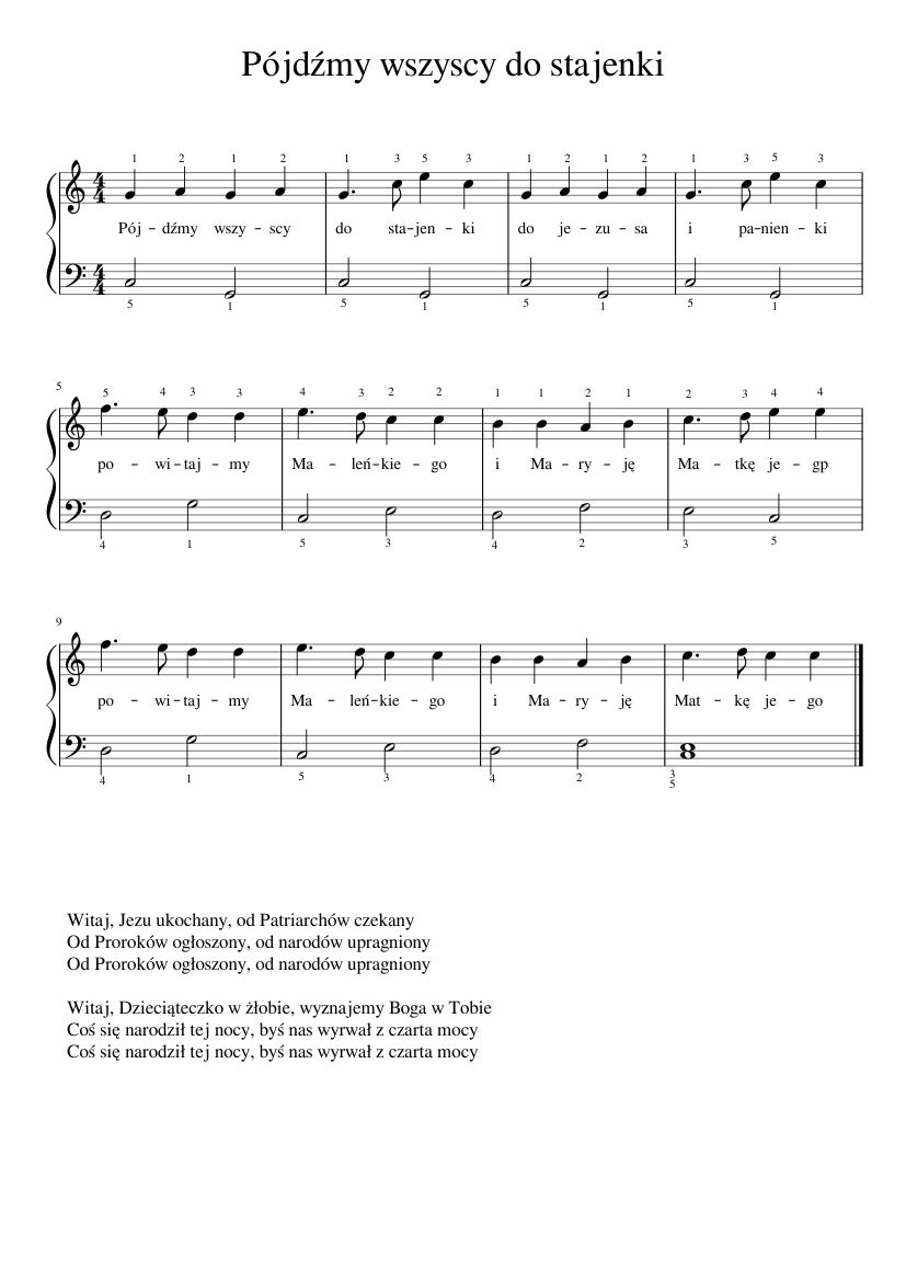Pójdźmy wszyscy do stajenki Sheet Music for Piano (Solo) | MuseScore.com