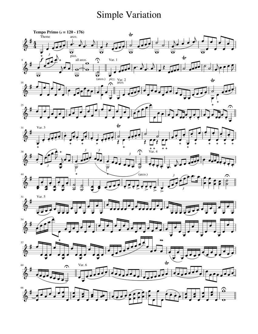 Simple Variation Sheet music for Violin (Solo) | Musescore.com