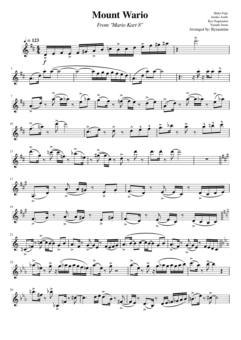 Mount Wario - Solo Clarinet Sheet music for Clarinet other (Solo) | Musescore.com