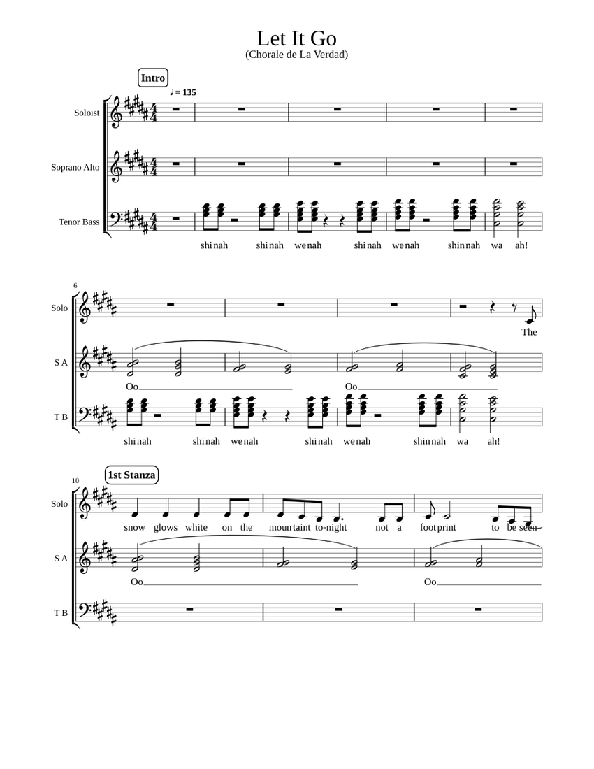 Let It Go Chorale (Solo with Backup Choir) Sheet music for Soprano ...