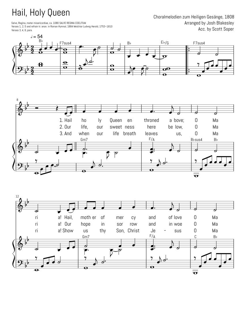 Hail, Holy Queen, Salve, Regina, mater misericordiae, ca. 1080 SALVE REGINA COELITUM Sheet music ...