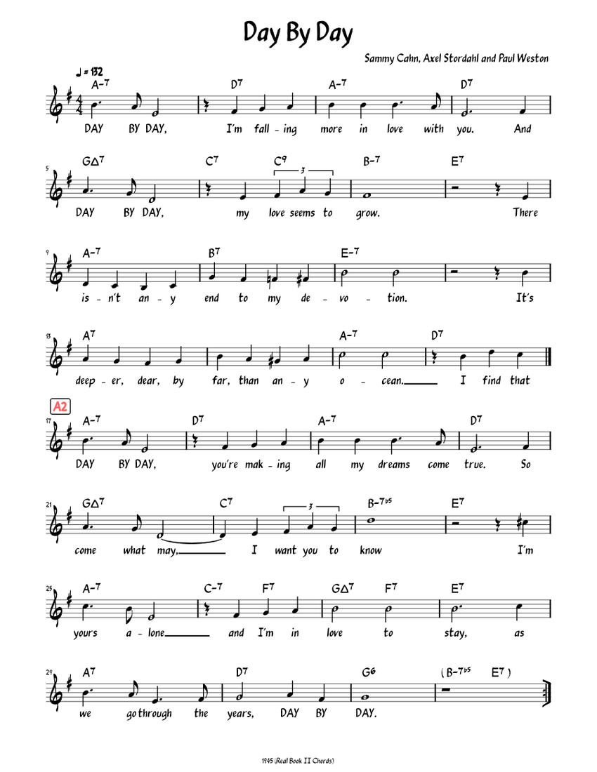 Day by Day (Lead sheet with lyrics ) Sheet music for Piano (Solo) Easy ...
