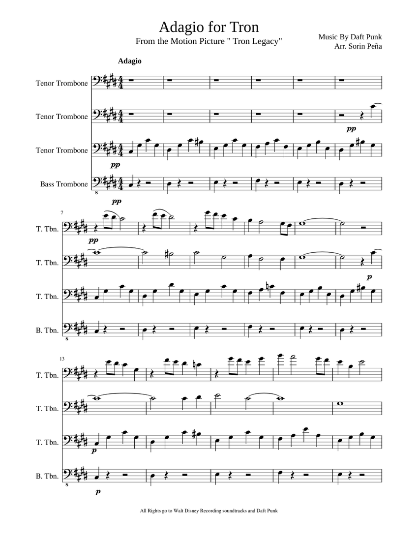 Adagio for Tron Sheet music for Trombone tenor, Trombone bass (Mixed ...