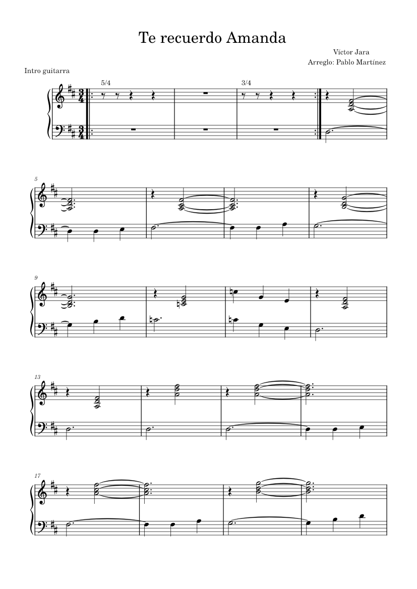 Te recuerdo Amanda piano Sheet music for Piano (Solo) Easy | Musescore.com