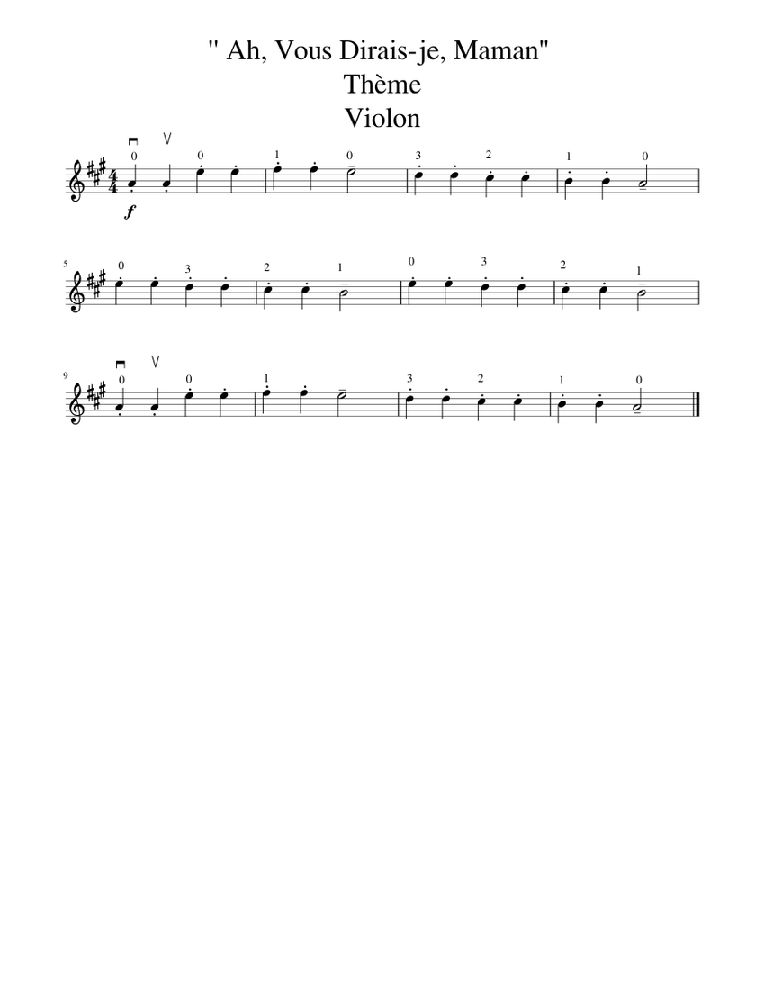 '' Ah, Vous Dirais-je, Maman" Thème Violon Sheet music for Violin (Solo ...