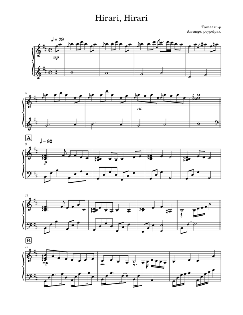 Hirari, Hirari Sheet music for Piano (Solo) | Musescore.com
