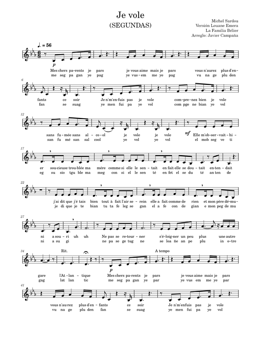 Je Vole – Louane - segundas Sheet music for Oboe (Solo) | Download and ...