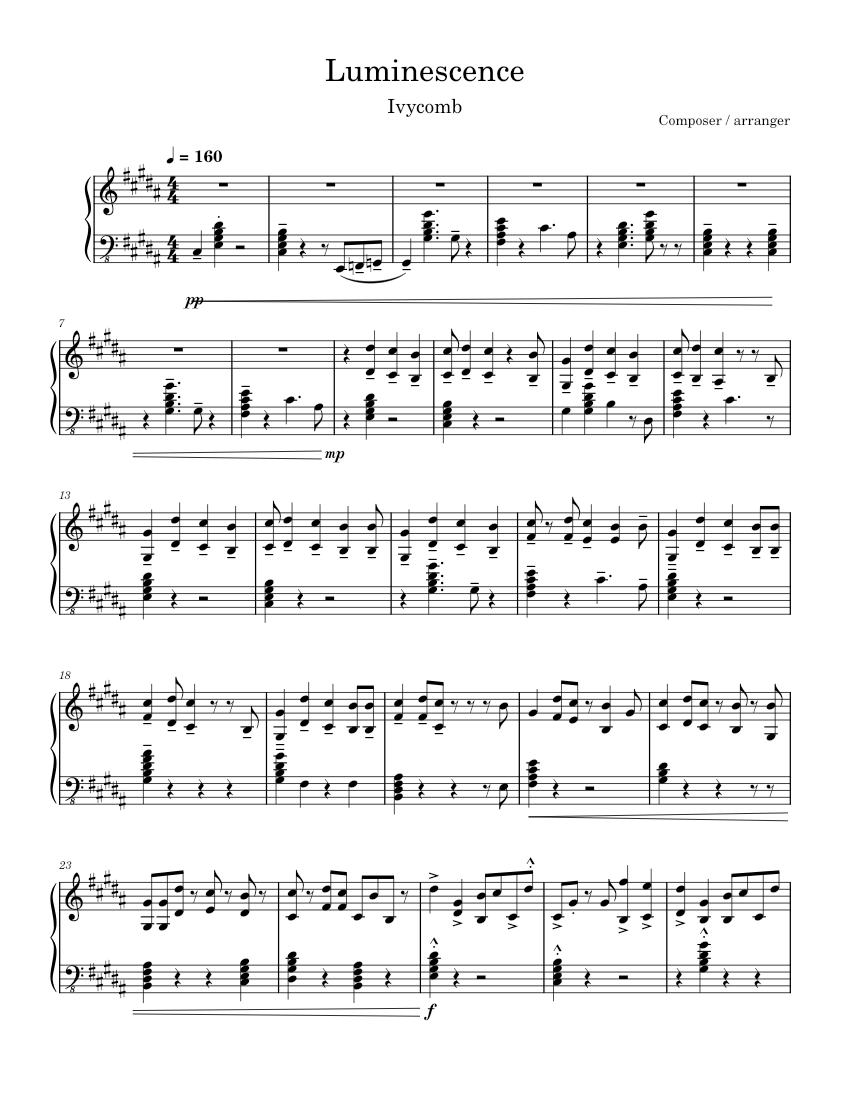 Luminescence – ivycomb Sheet Music for Piano (Solo) | MuseScore.com