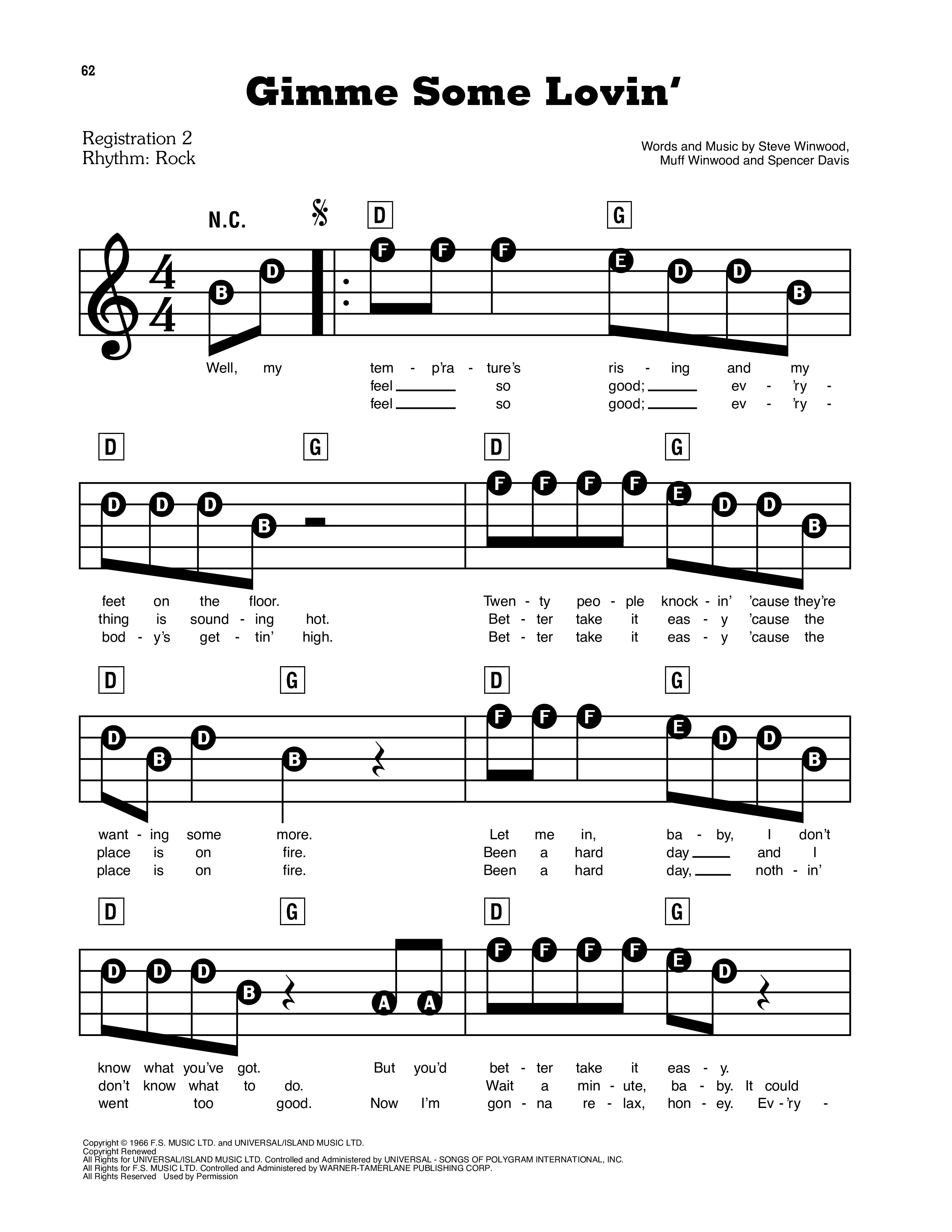 Play Official version of Gimme Some Lovin' Sheet Music by The Spencer ...