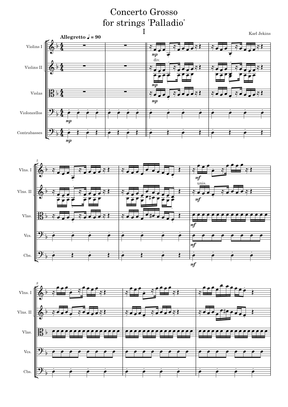 Palladio – Karl Jekins Karl Jekins - Concerto grosso for strings 'Palladio' Sheet Music for ...